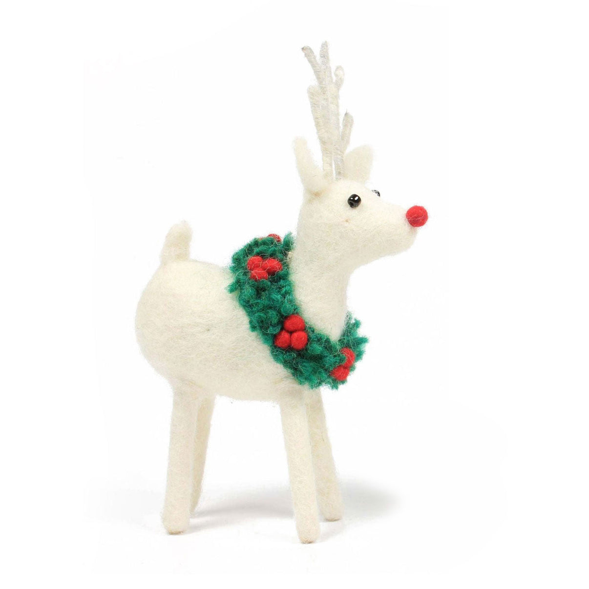 Reindeer with Holly & Mistletoe Wreath | Festive Felt