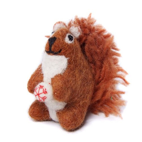 Squirrel with Snowball Decoration. Handmade felt from Festive Felt
