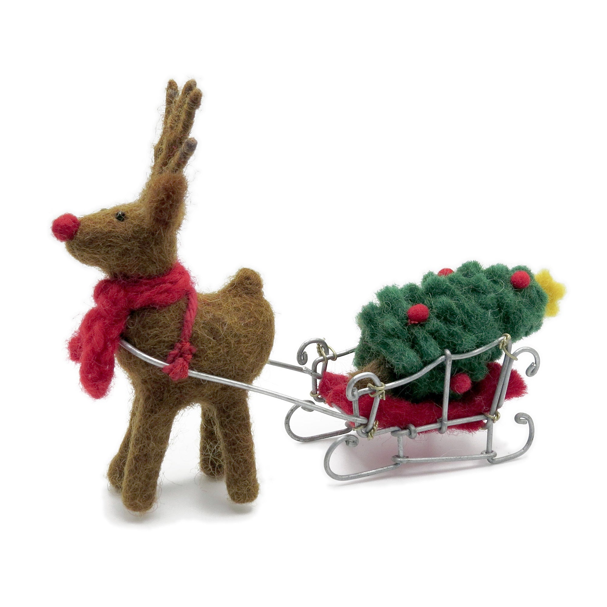 Mini Reindeer with Mini Sleigh & Christmas Tree l Festive Felt