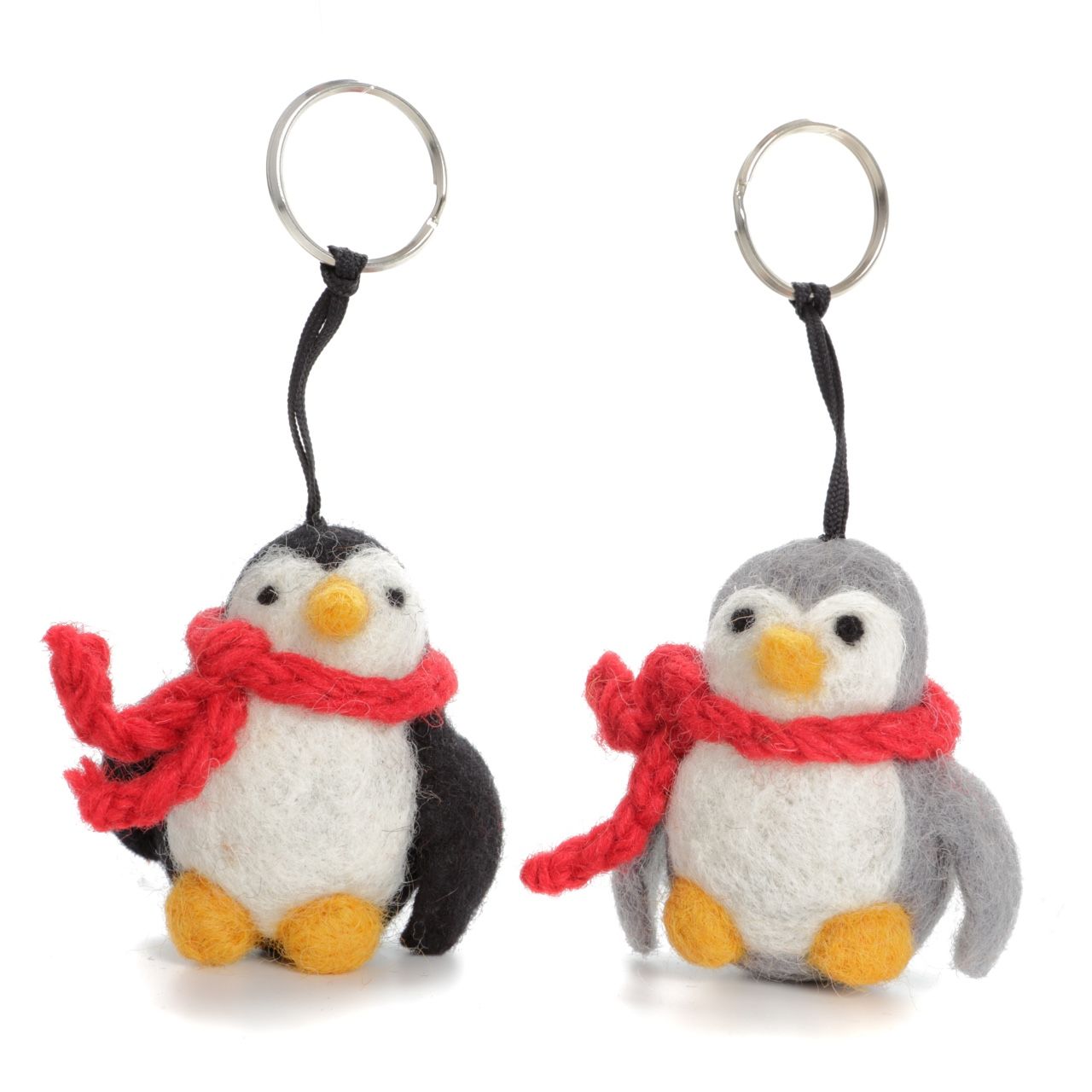 Mini 3D Penguin Key Ring - Black & Grey | Festive Felt