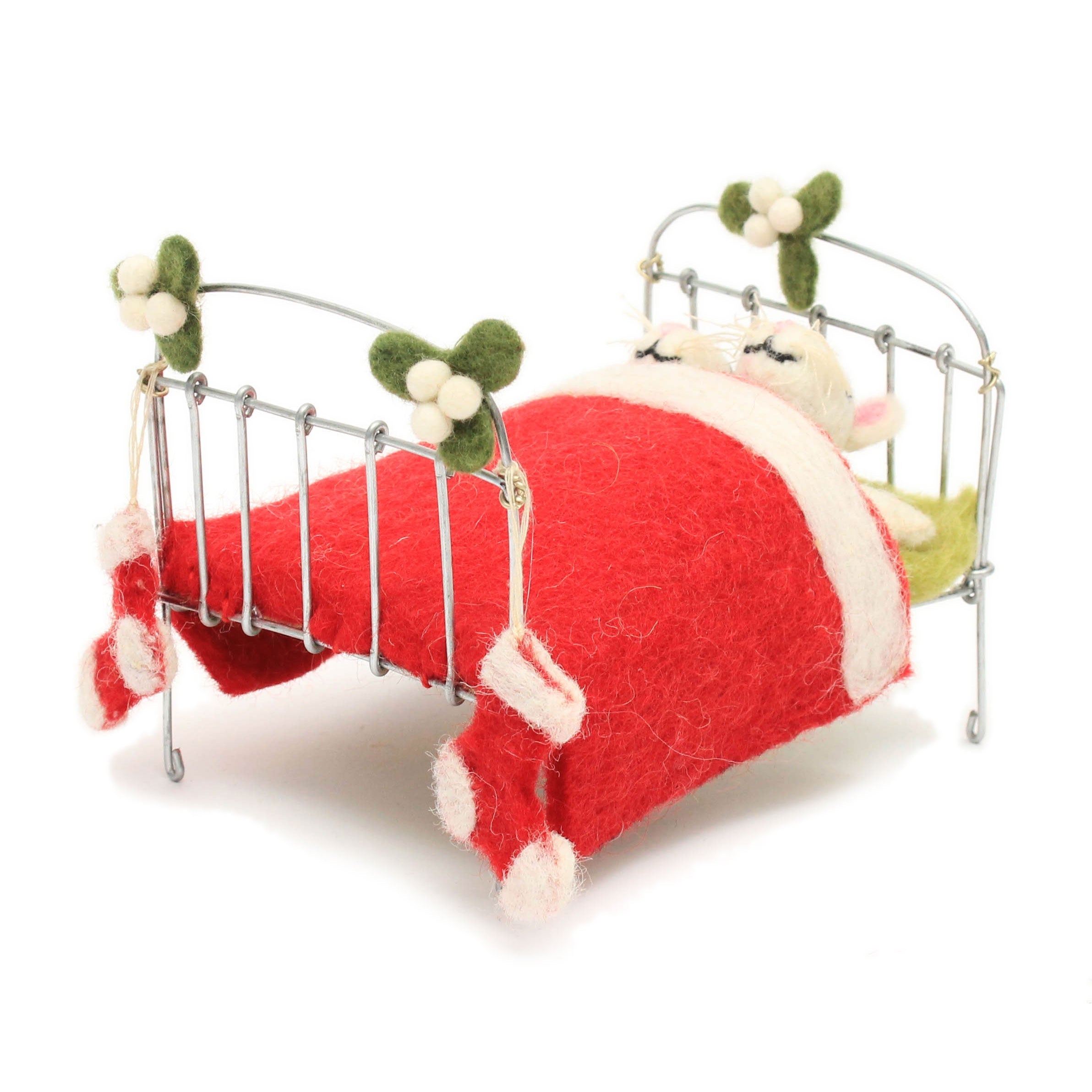Sleeping Mice Pair in Bed l Felt Decoration from Festive Felt