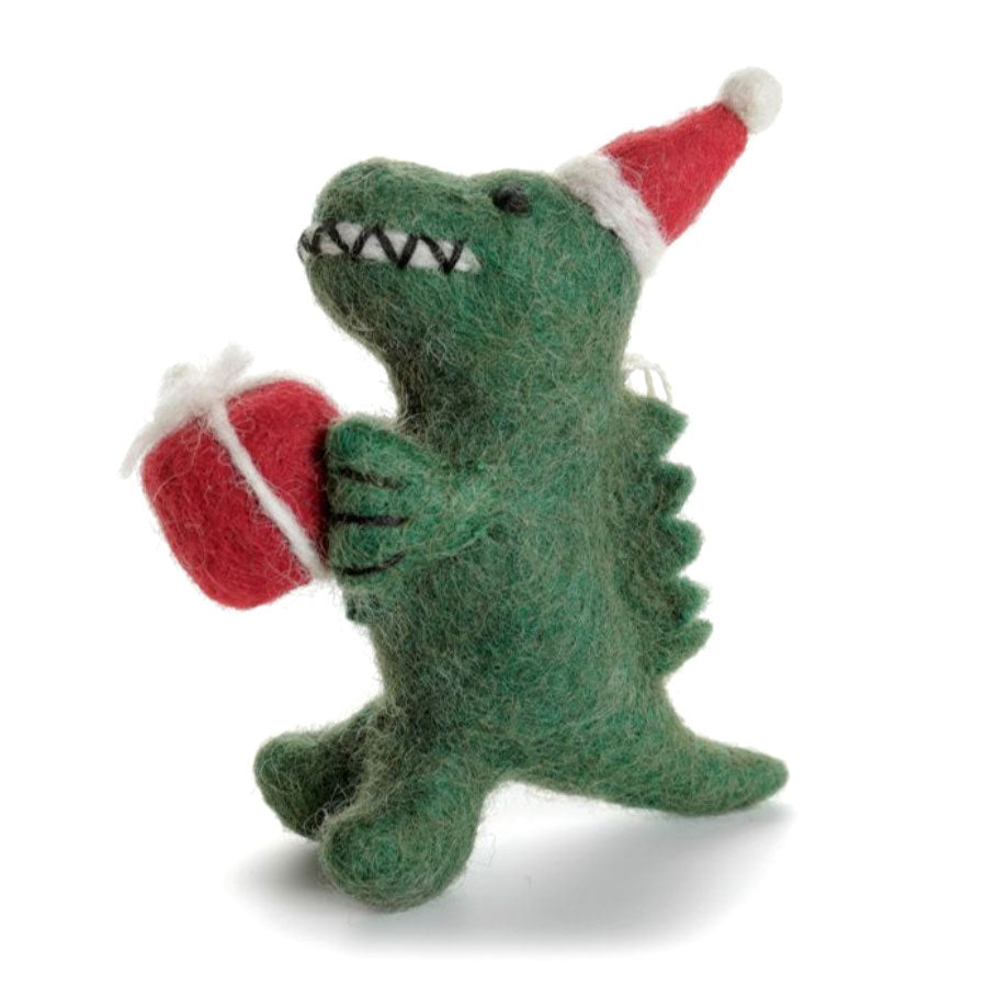 T-Rex with Present Dinosaur Decoration from Festive Felt