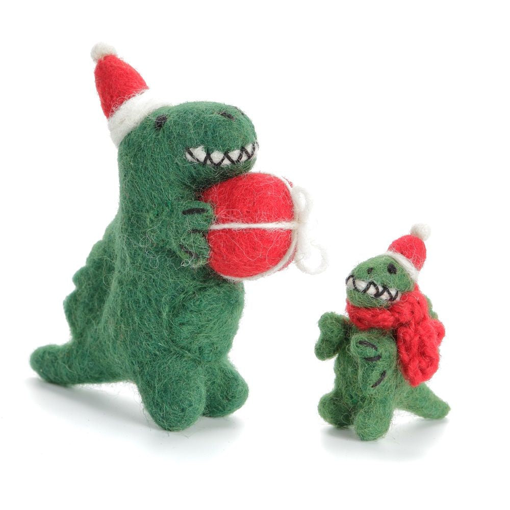 T-Rex with Present Dinosaur Decoration from Festive Felt